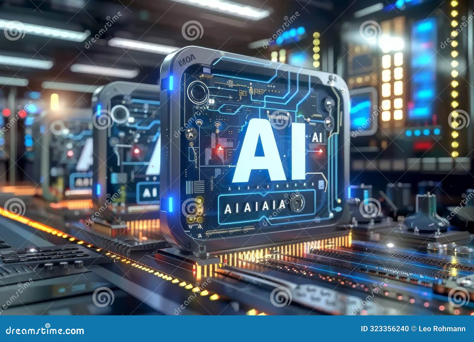 Futuristic AI Lab with Data Analysis and Technology Integration ...