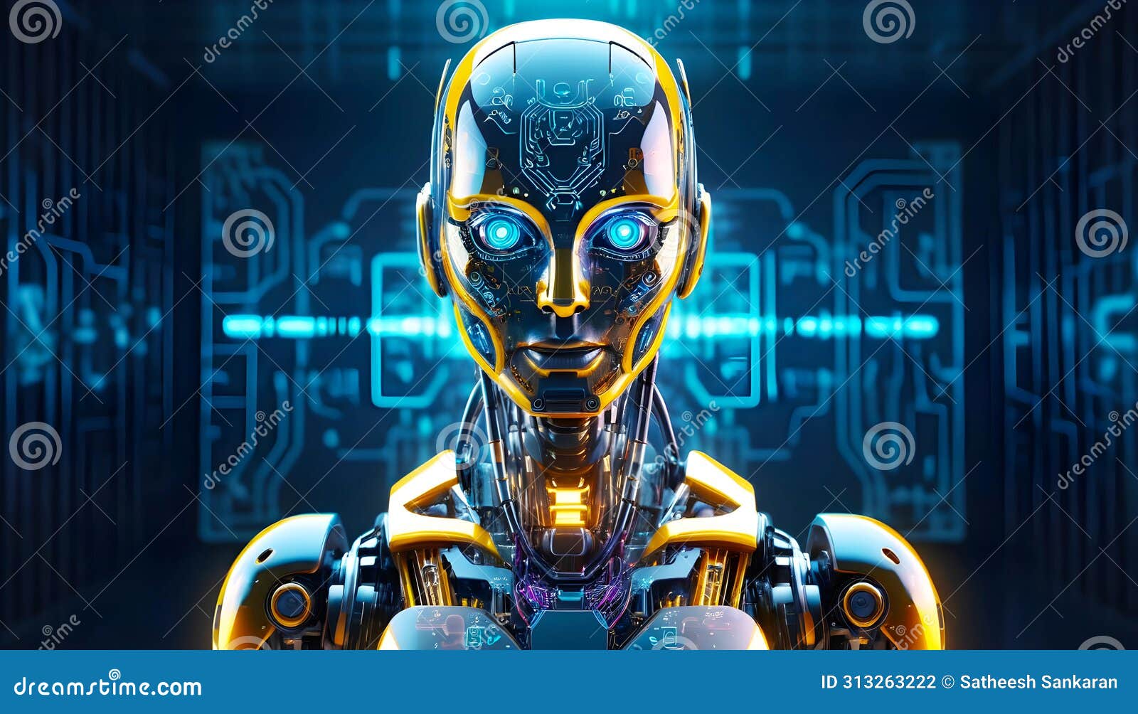 AI Generated Futuristic 3D Robot Front View. Epic Technology Wallpaper ...