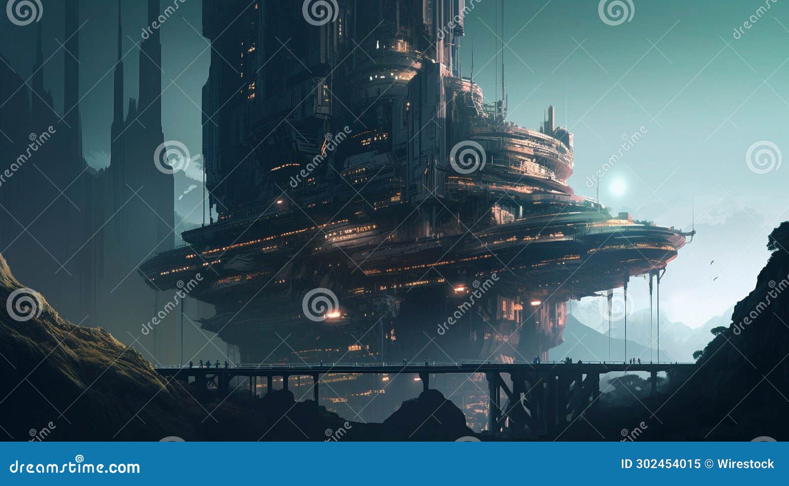 AI Generated Futuristic Mega Structure Stock Illustration ...