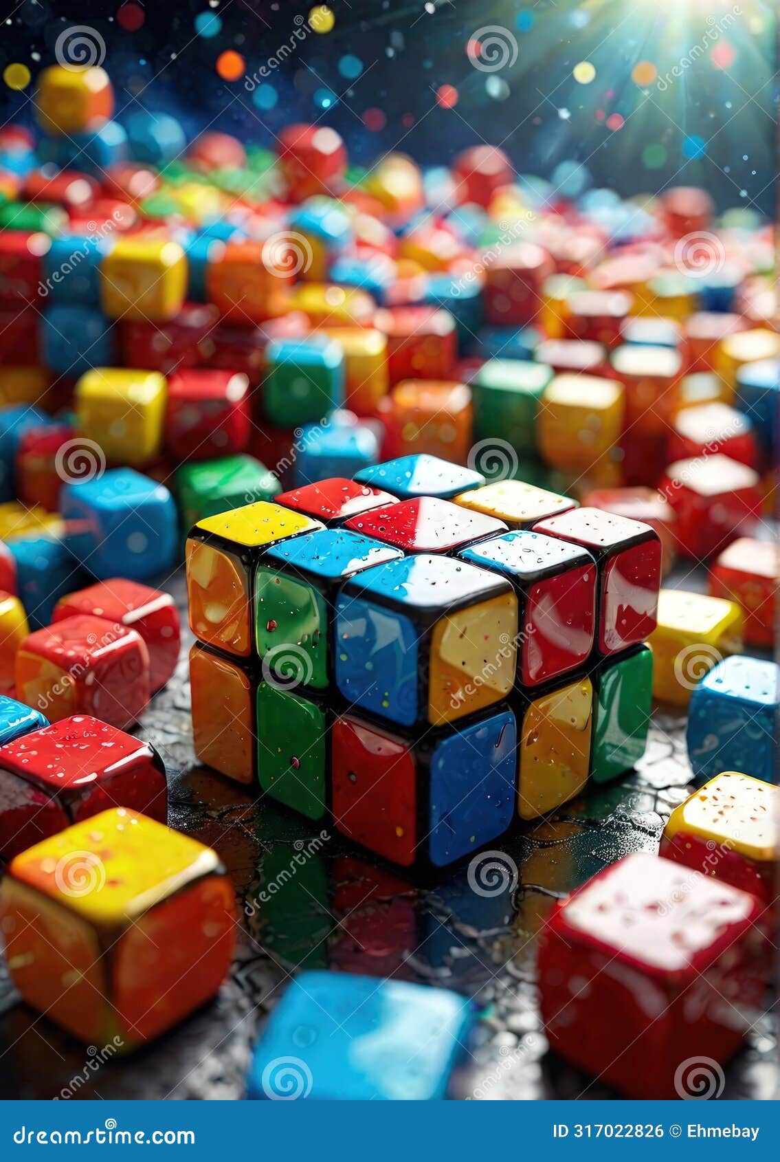 AI Generated Geometric Abstract Art: Rubik S Cube Background HD Photo ...