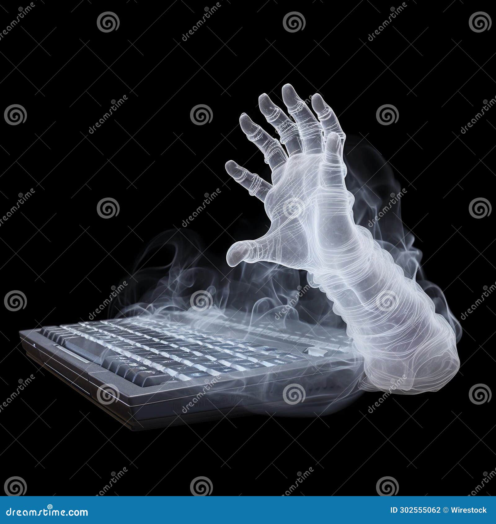 AI Generated Ghost Figure on Computer Keyboard Stock Illustration ...