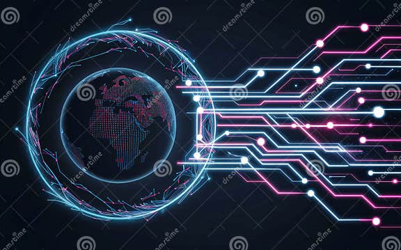 AI-generated, Globe with Interconnected Lines and Dots, , Abstract, Technology, and Clouud Stock ...