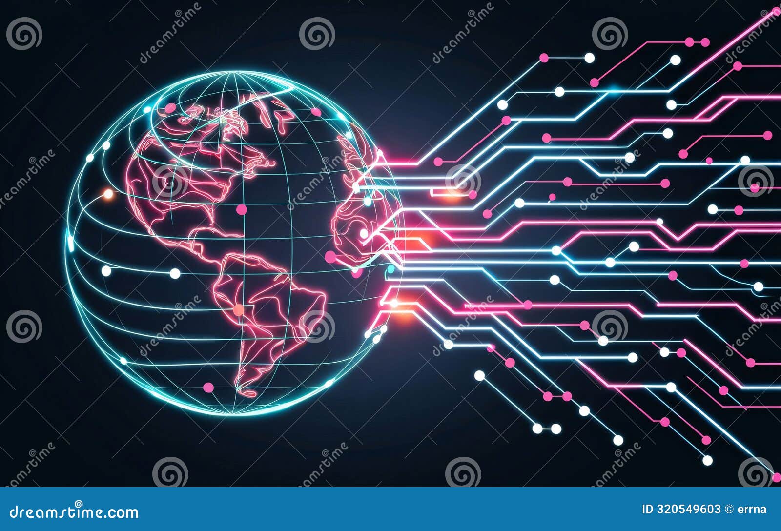 AI-generated, Globe with Interconnected Lines and Dots, , Abstract ...