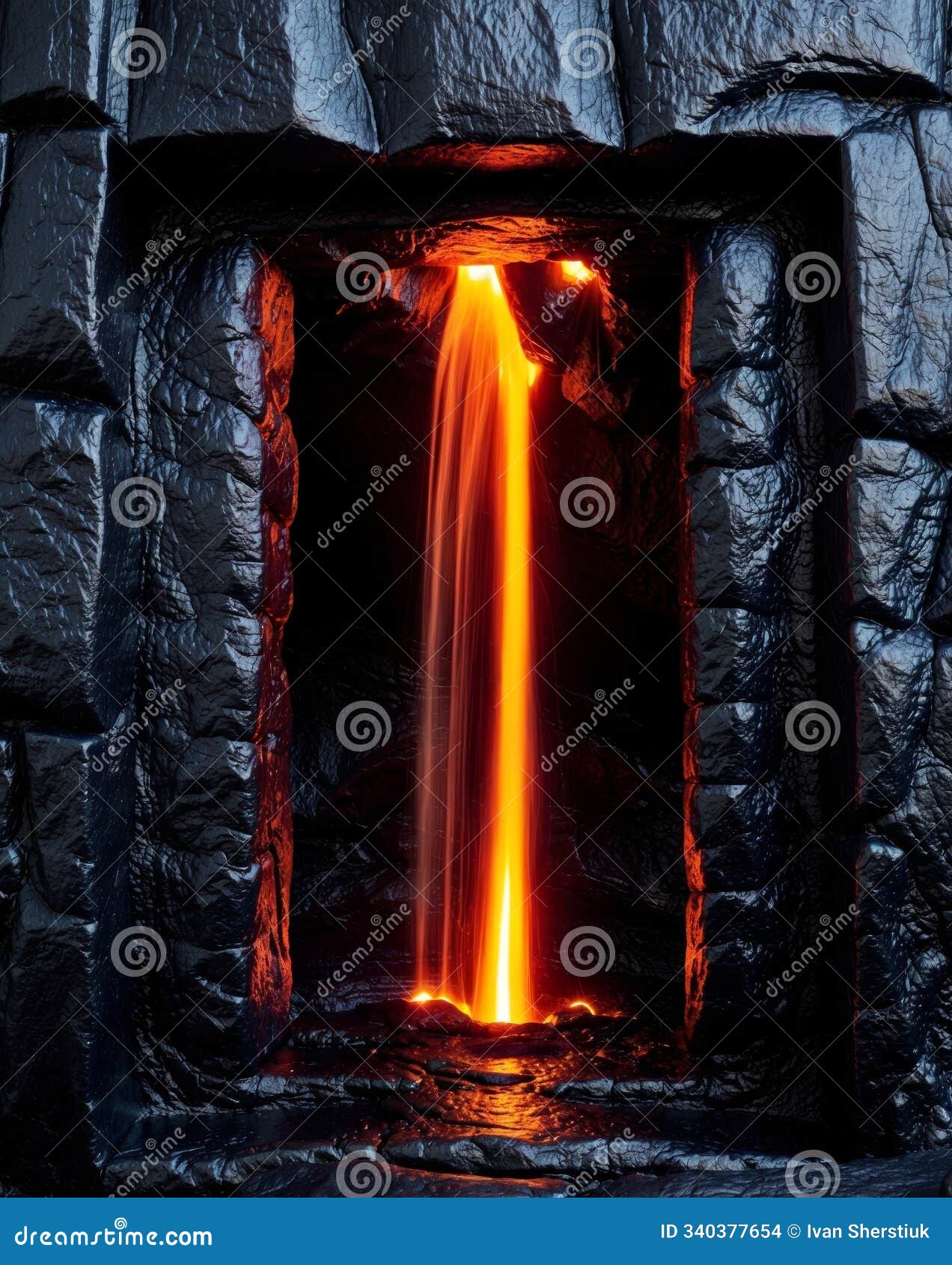 Glowing Lava Frame on Dark Rocky Surface. Stock Photo - Image of rock ...