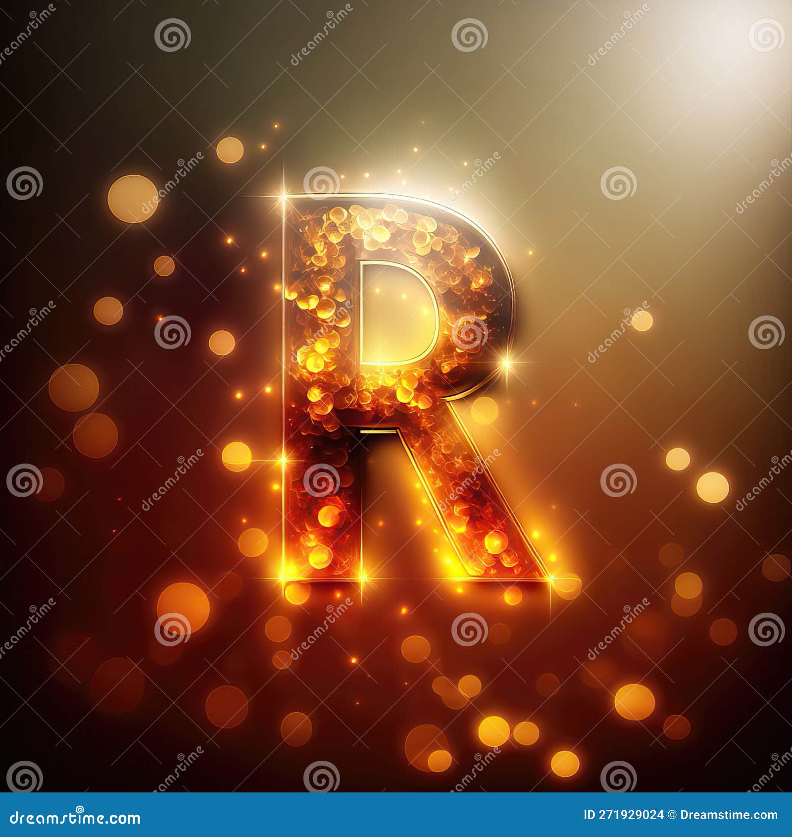 AI Generated Glowing Letter R on Bokeh Background Stock Illustration ...