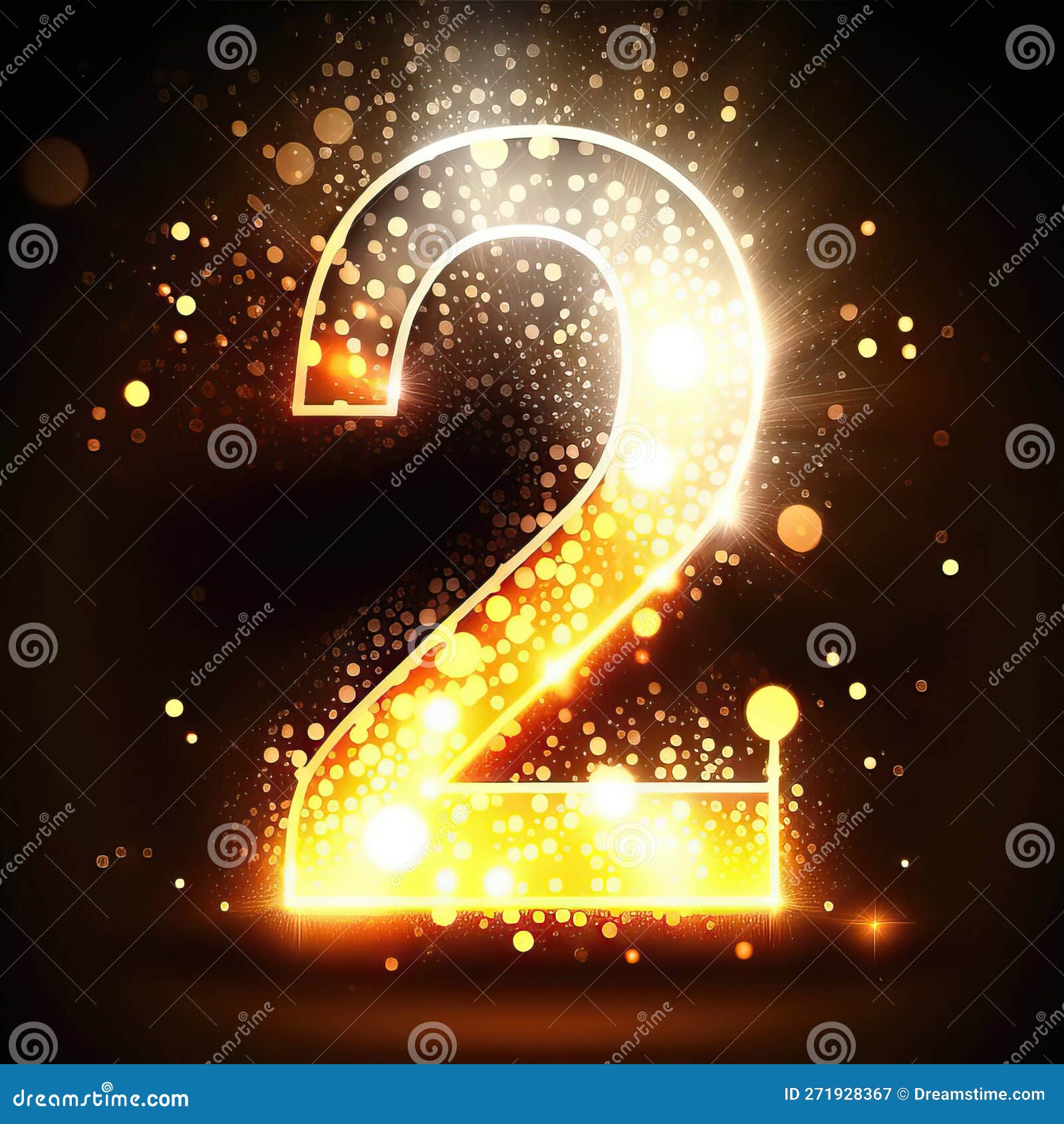 AI Generated Glowing Number 2, New Year Celebration Design Stock ...