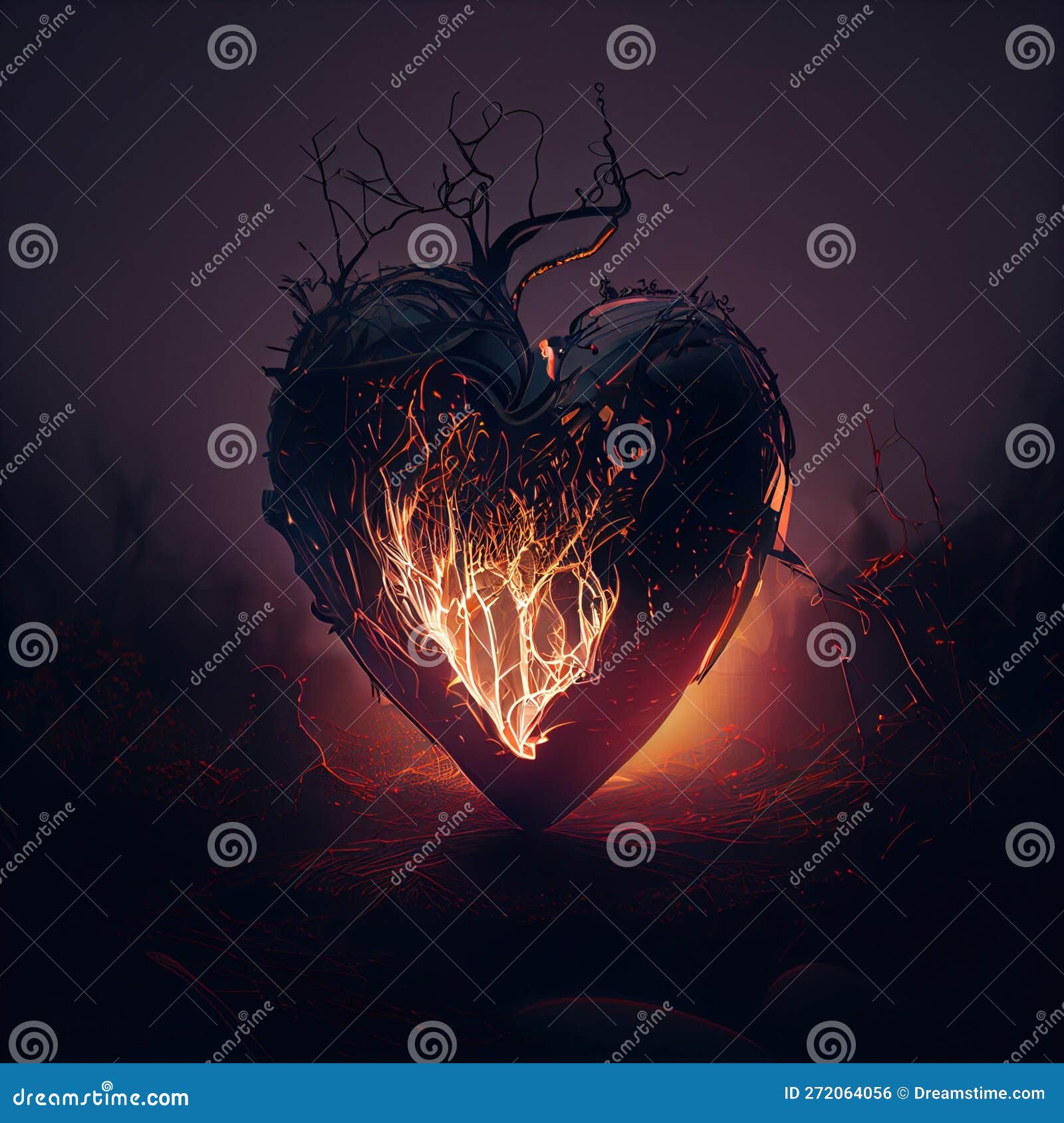 Glowing Heart in Ethereal Void, Made with Generative AI Stock ...