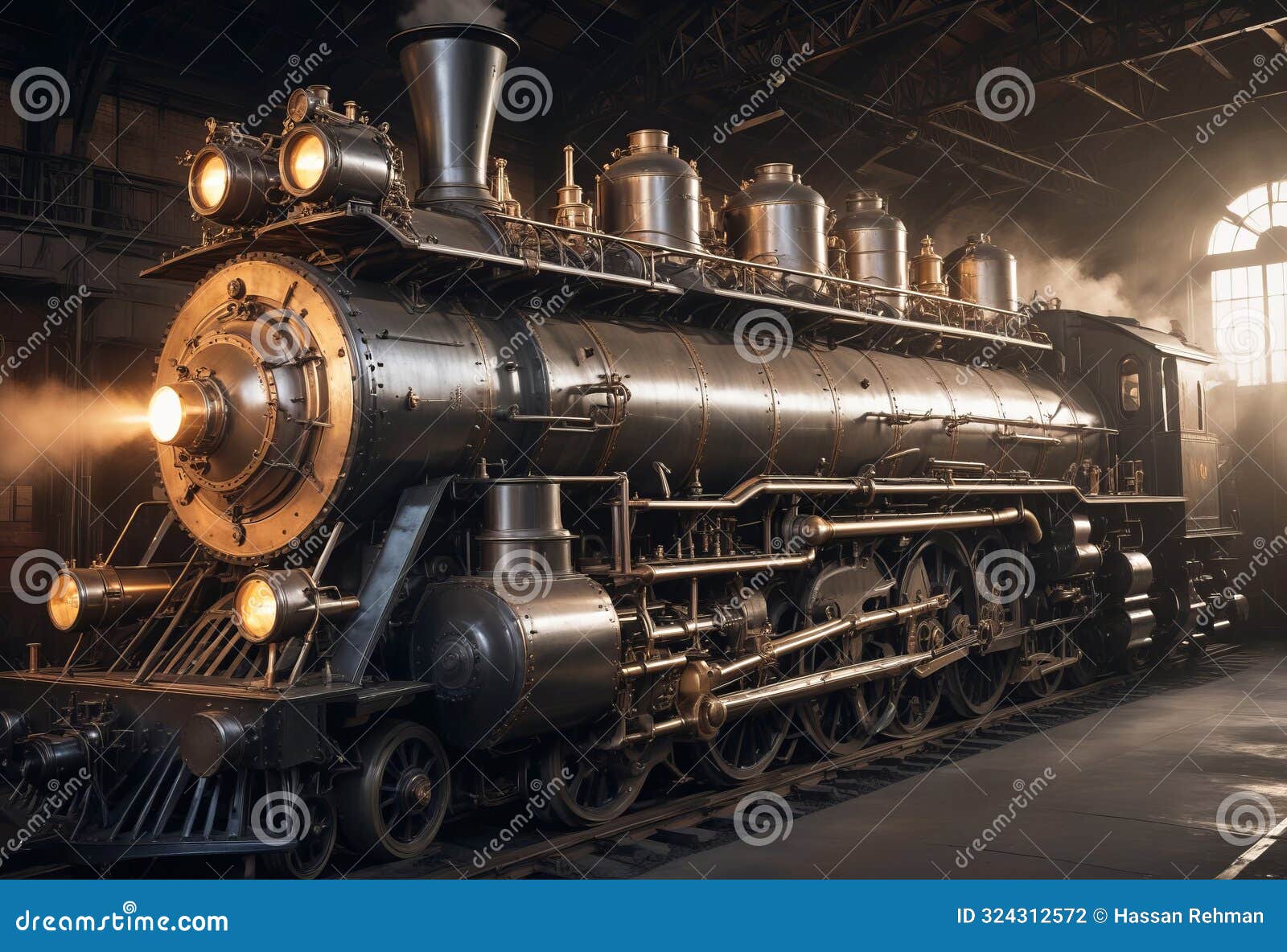 Glowing Steam Locomotive Engine With Transparent Casing Royalty-Free ...