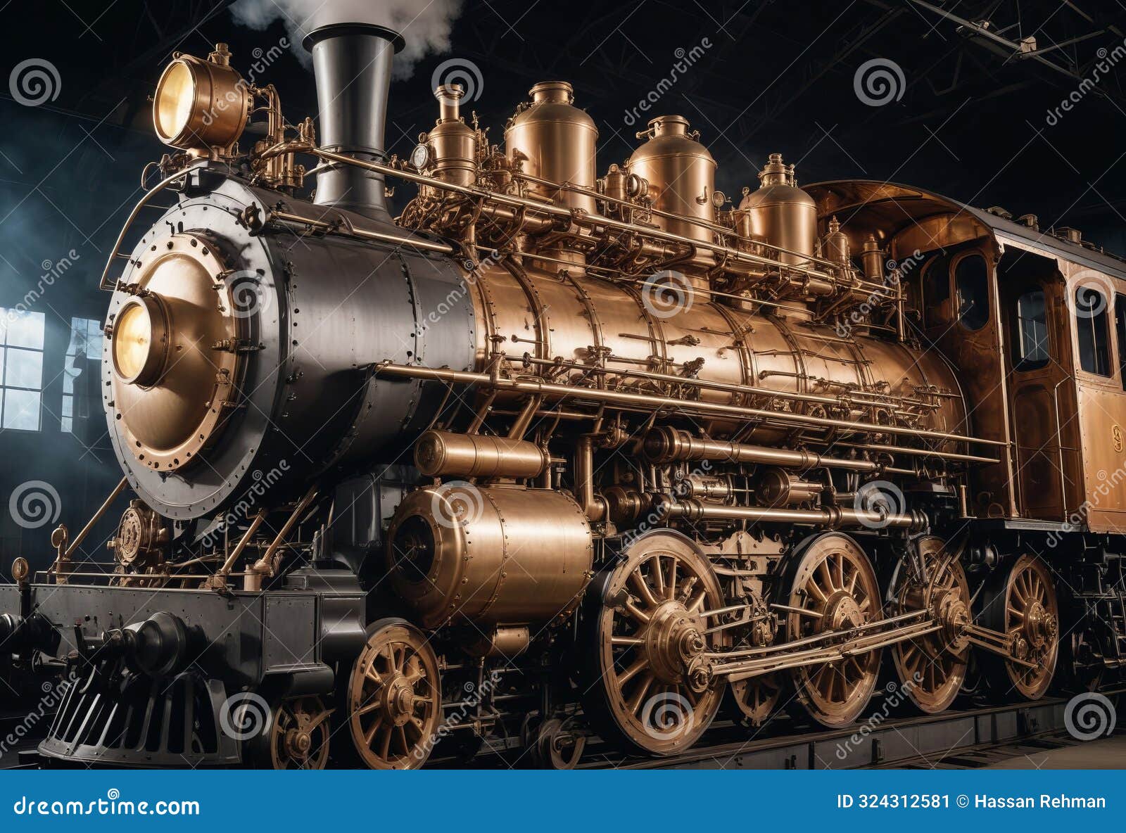 Glowing Steam Locomotive Engine with Transparent Casing Stock ...
