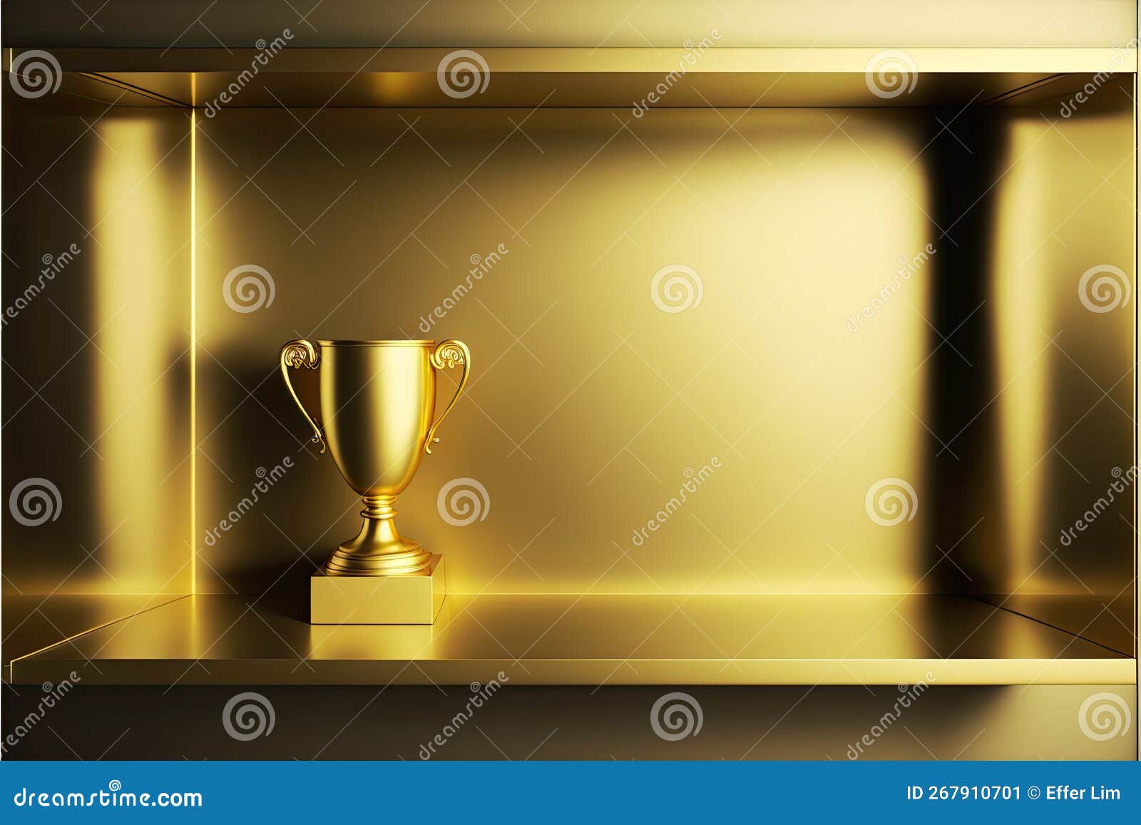 Ai Generated Gold Colored Trophy on Book Shelf Stock Illustration ...