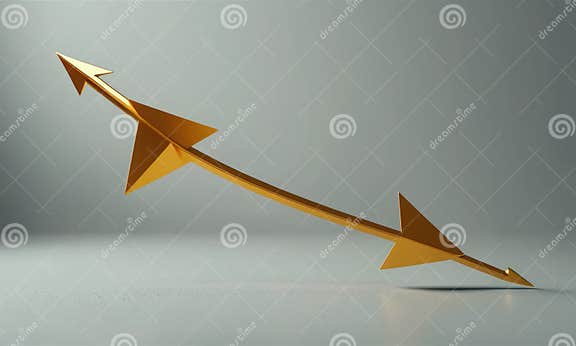 A Golden Arrow Pointing Up is Shown in a 3D Model. Stock Illustration ...