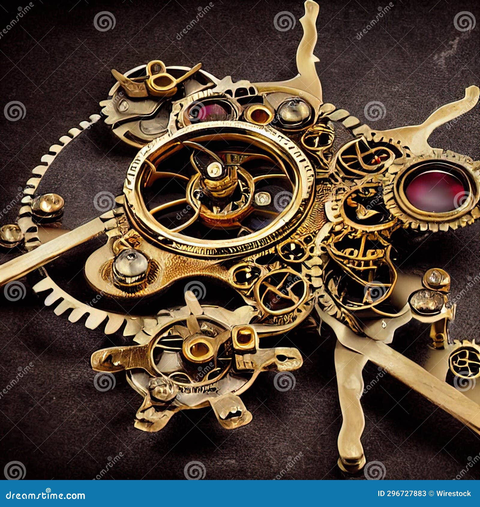 AI-generated Golden Steampunk Clockwork Gears Stock Illustration - Illustration of graphic ...