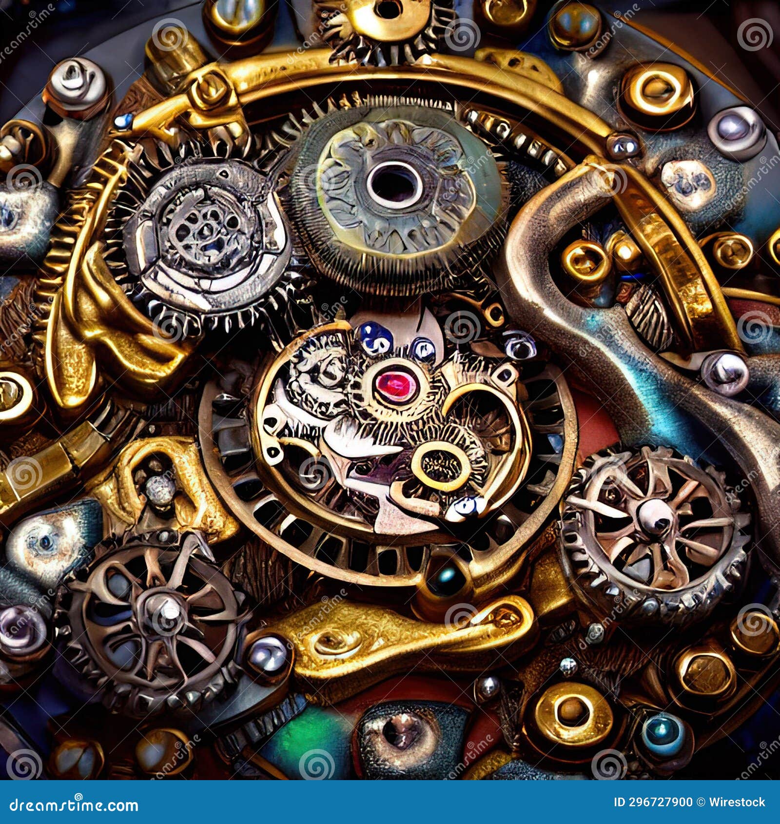 AI-generated Golden Steampunk Clockwork Gears Stock Illustration ...