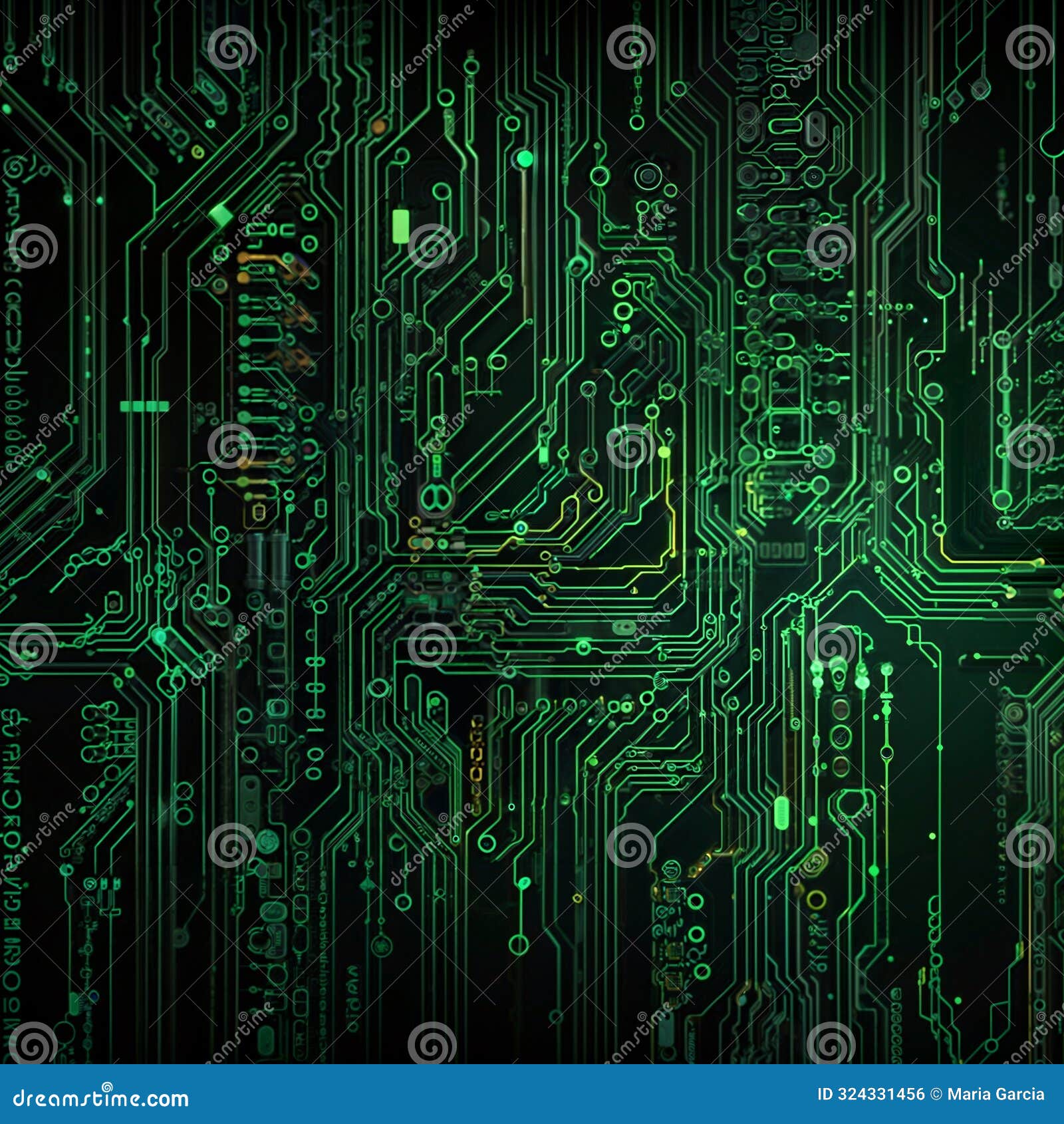Ai Generated. Green and Black Electronic Circuit Background Design ...