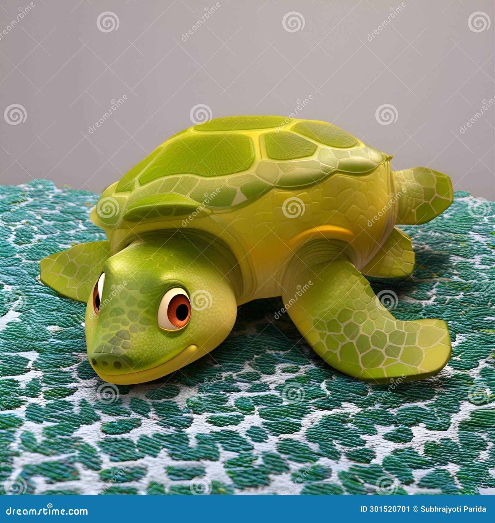AI Generated Green Colour Smiling Turtle on a Green Surface Stock ...