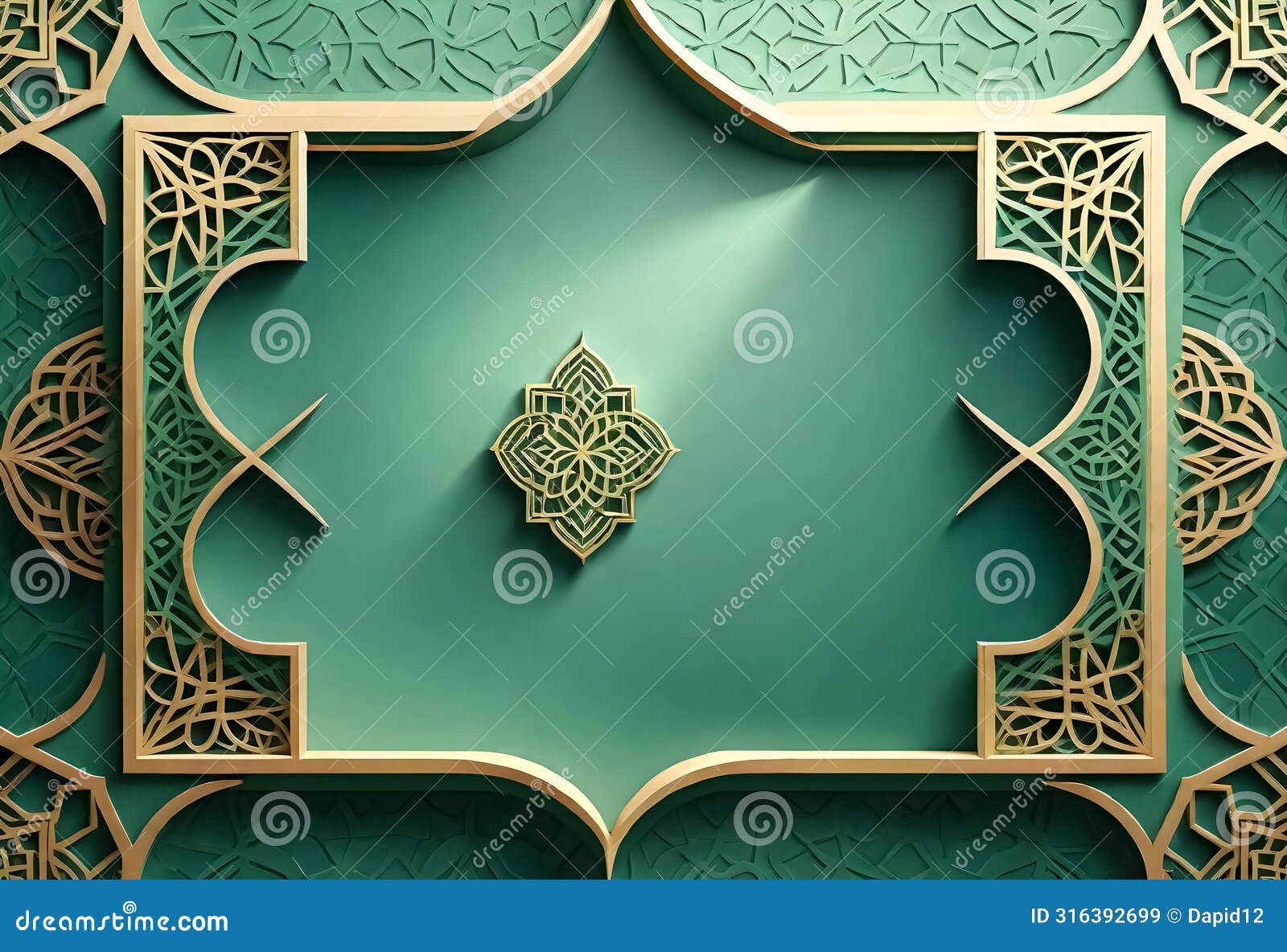 A Green Wall with an Islamic Patterns and Ornaments Design Stock ...