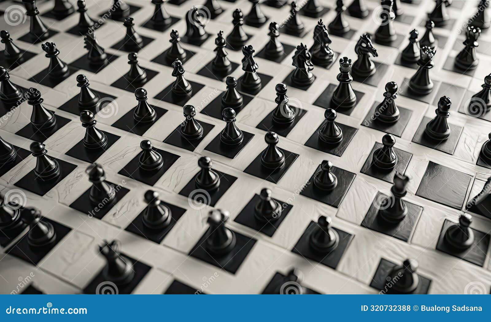 A Close Up of a Chess Board with Many Pieces on it. Stock Illustration ...