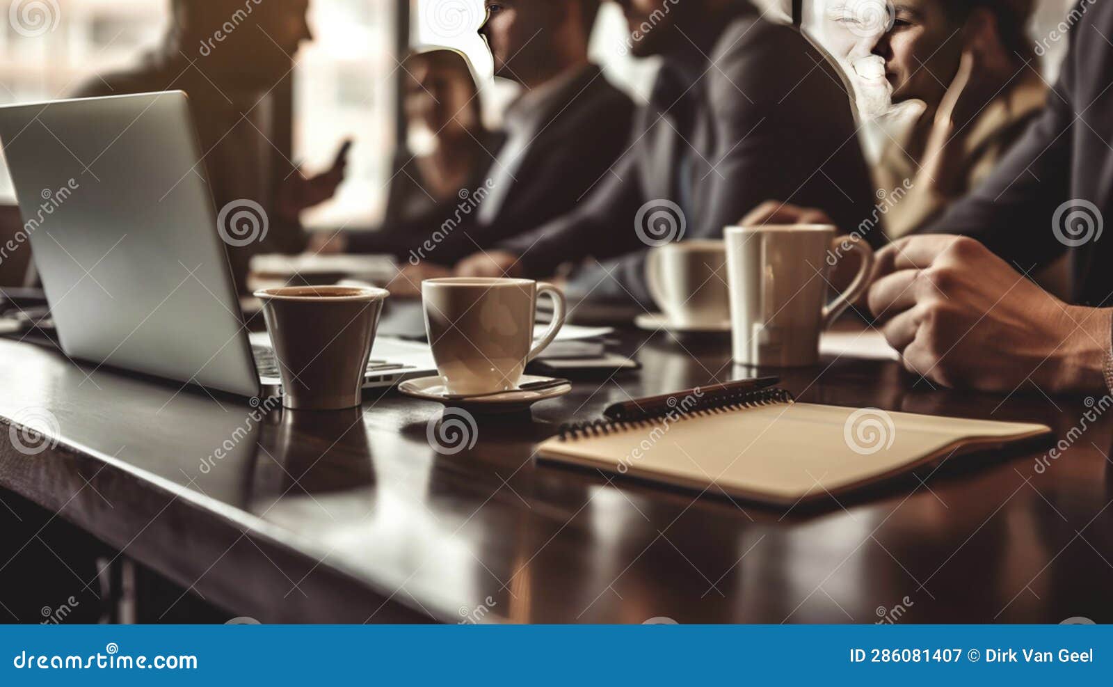 AI Generated, Group of Colleagues Sitting in an Office Space Around a ...