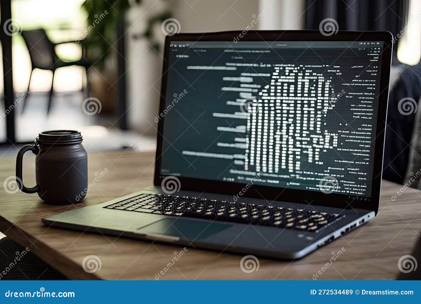 Ai Generated Hacker Laptop With Binary Computer Code Internet And