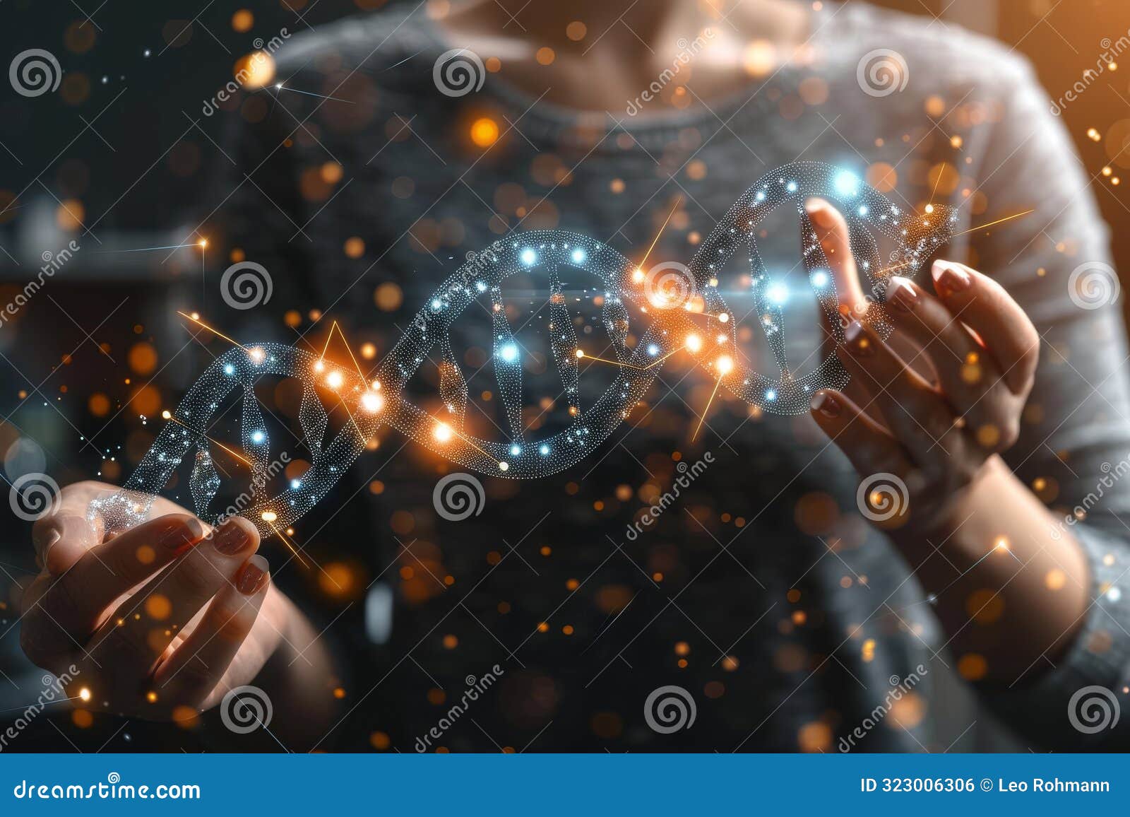 Hand Holding a Glowing DNA Strand, Symbolizing Advanced Genetics and ...