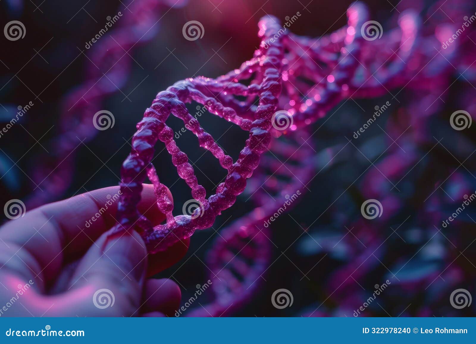 Hand Holding a Glowing Neon DNA Strand, Illustrating Advanced Genetic ...