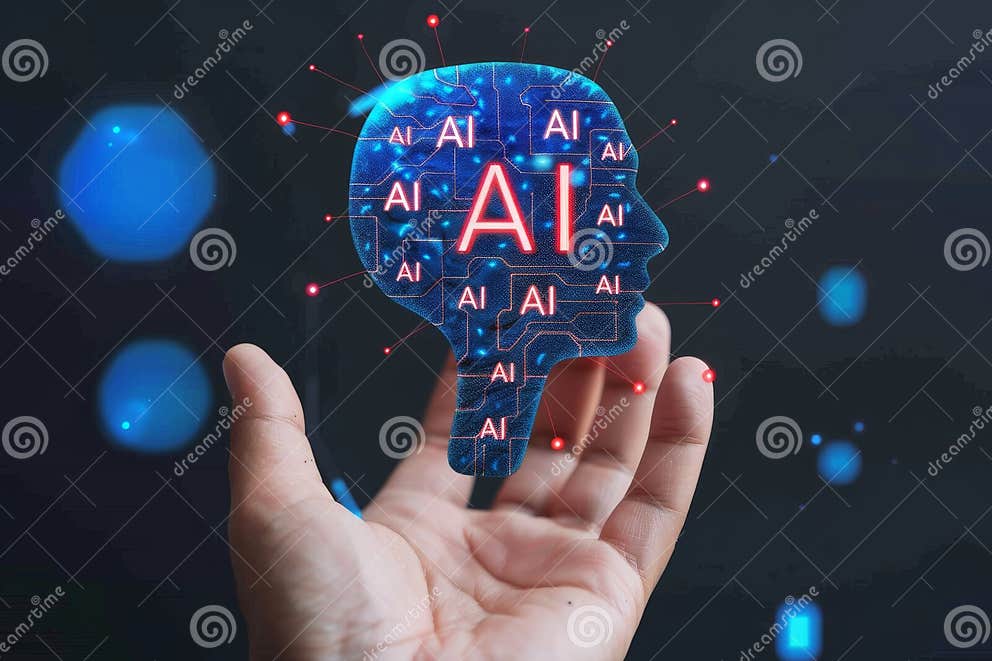 Hand Holding AI Symbol in Digital Environment, Signifying Artificial ...