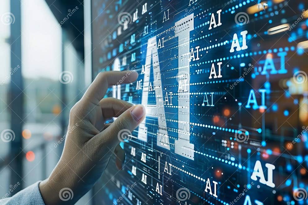 Hand Interacting with AI Interface, Capturing Modern Technology and ...