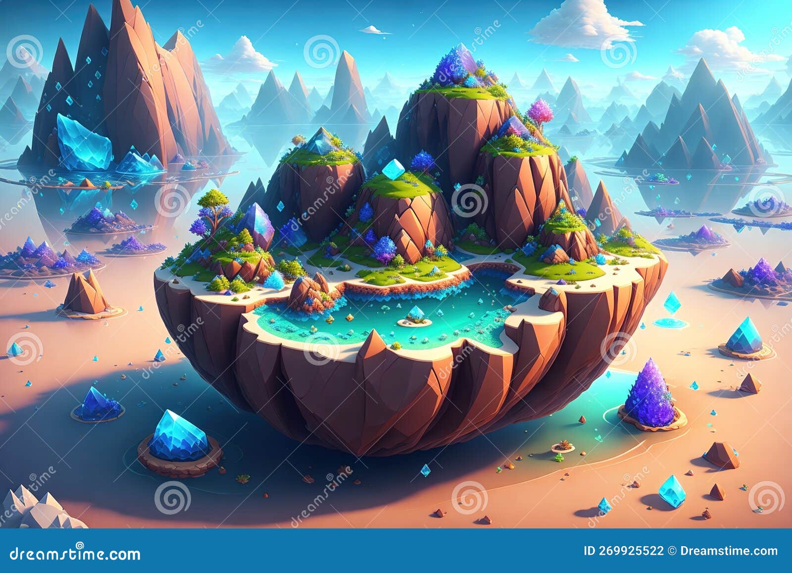 Harvesting Mana Crystals on a Floating Island by AI Generated Stock ...