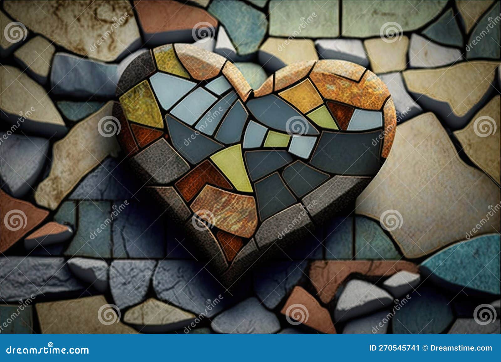Ai Generated Heart Shape Mosaic or Tile, Generative Ai Love Stock Image ...