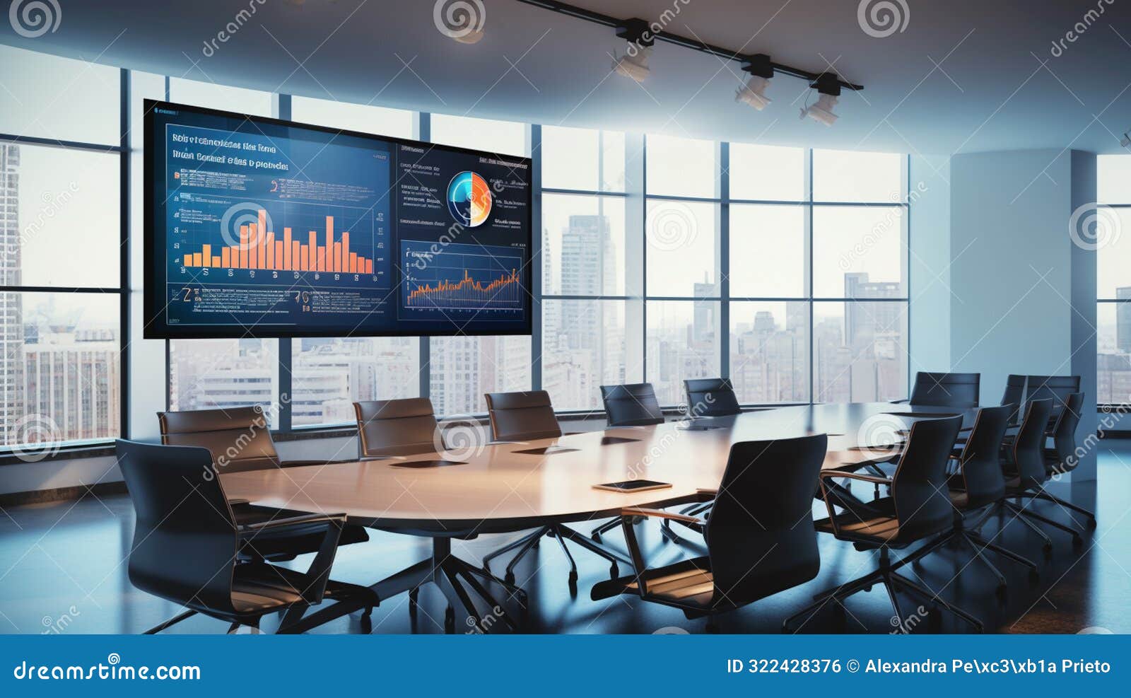 Advanced Conference Room with Data Display Stock Illustration ...