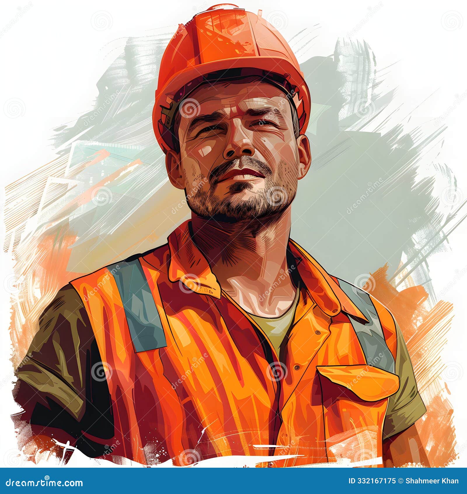 Labor Day Construction Worker Illustration Featuring a Professional ...