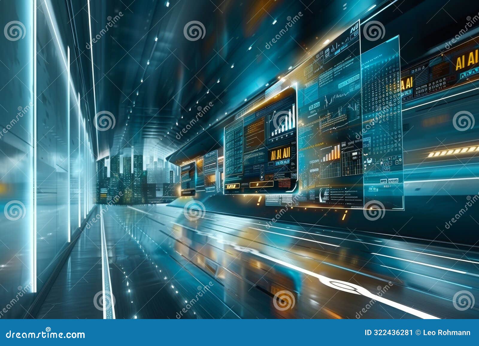 High Speed AI Graphics in a Digital Environment, Illustrating the Fast ...