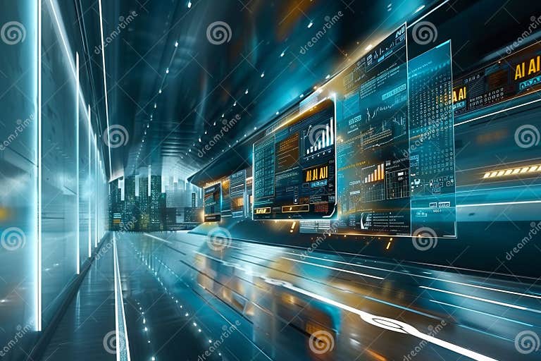 High Speed AI Graphics in a Digital Environment, Illustrating the Fast ...