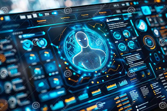 High Tech Interface with Biometric Authentication, Showcasing Advanced ...