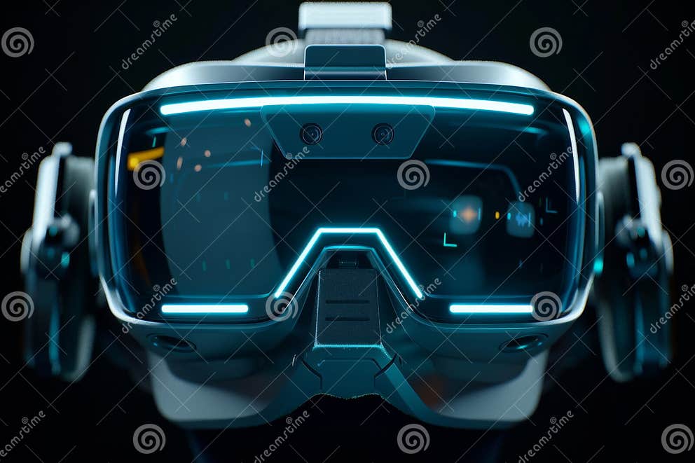 High Tech VR Goggles with Blue Lighting, Showcasing Modern Virtual ...
