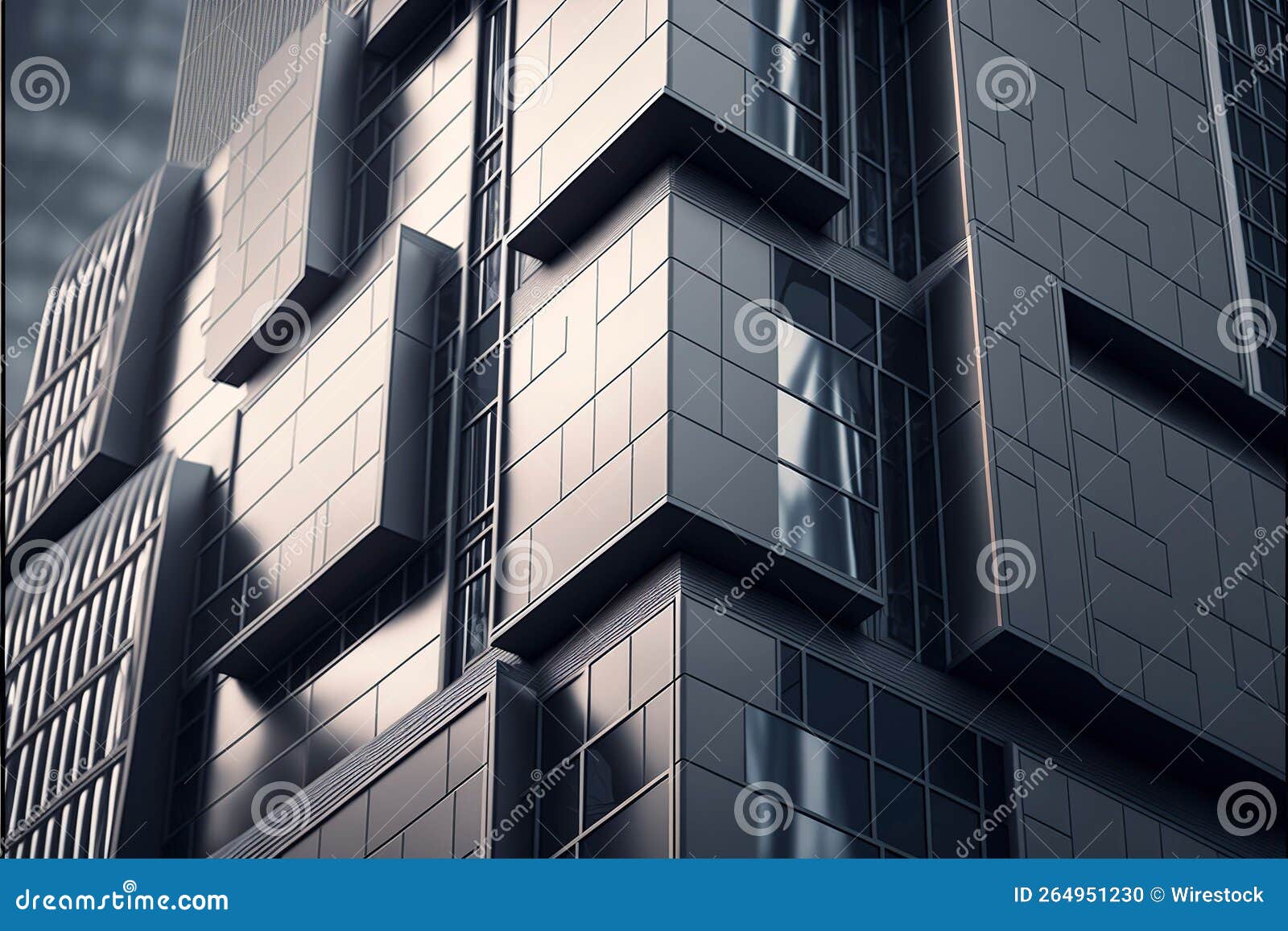 AI-generated Horizontal Illustration of a Gray Structure with Square ...