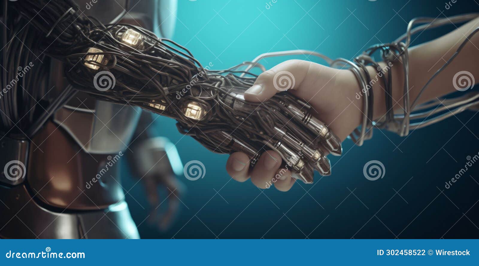 AI Generated Human Shaking Hand of Robot Stock Illustration ...