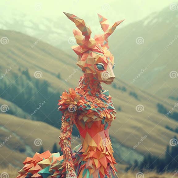 AI Generated Humanoid Deer on Mountain Range Stock Illustration ...
