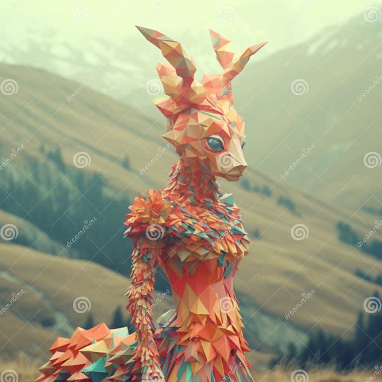 AI Generated Humanoid Deer on Mountain Range Stock Illustration ...