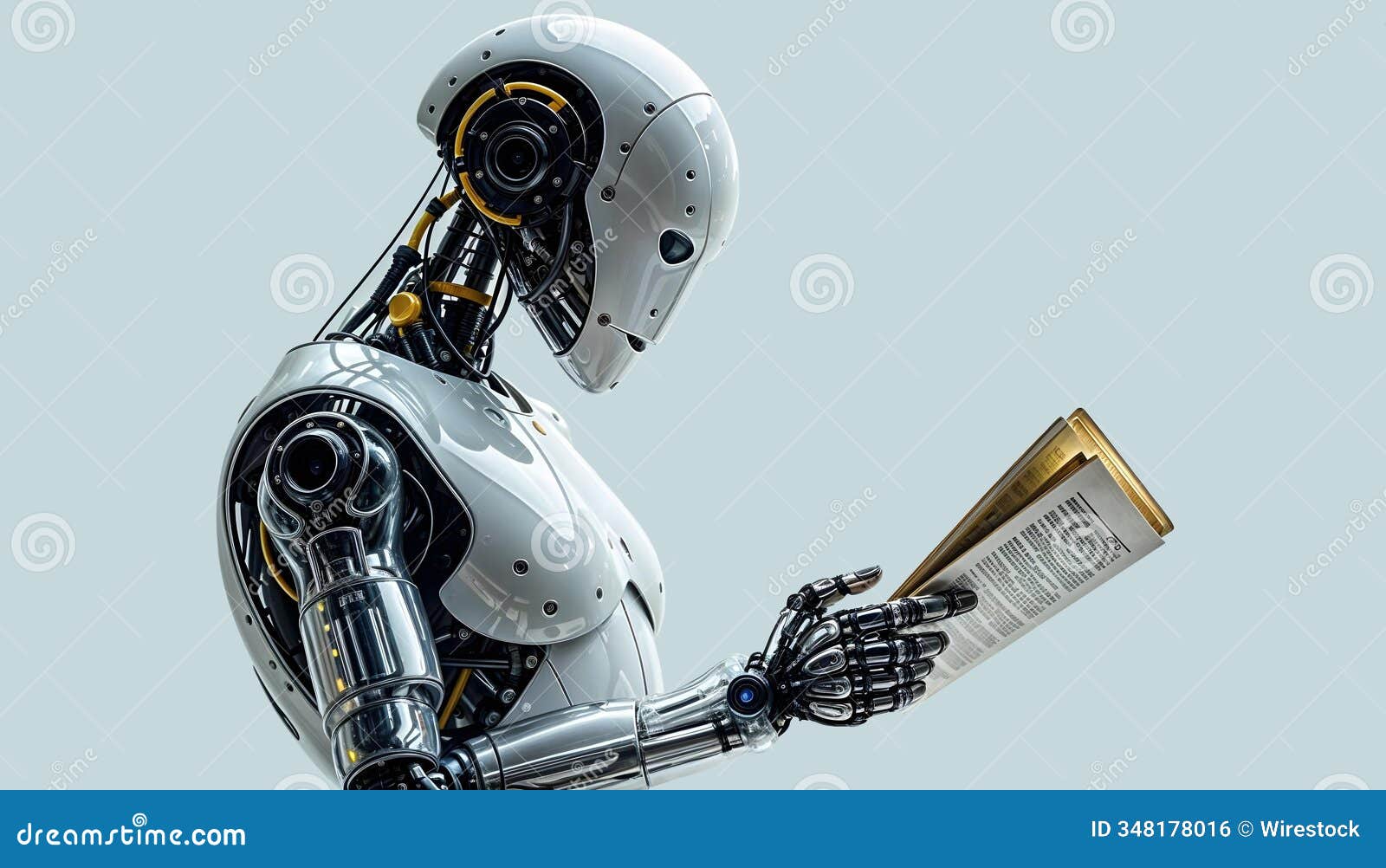 Humanoid Robot Reading a Book Stock Illustration - Illustration of ...