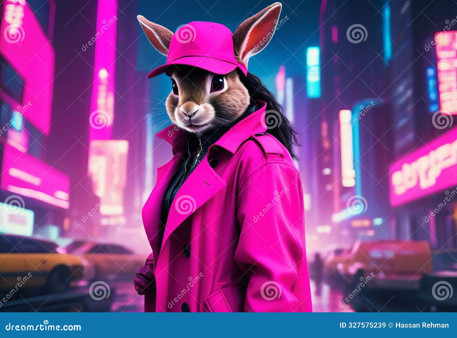 Realistic Cyberpunk Skyline With Neon Lights Royalty-Free Stock ...