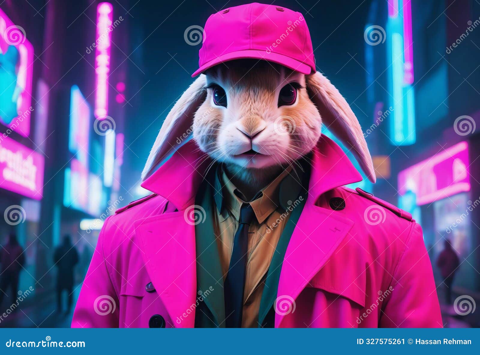 Realistic Cyberpunk Skyline With Neon Lights Royalty-Free Stock ...