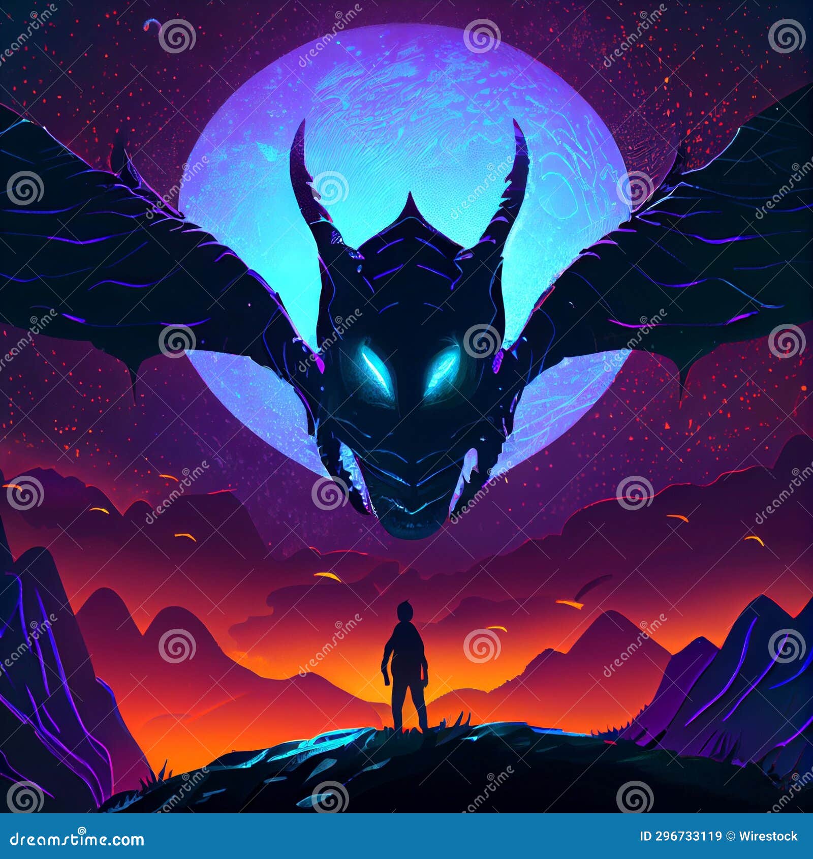 AI Generated Hyper-realistic Illustration of a Boy Facing a Flying ...