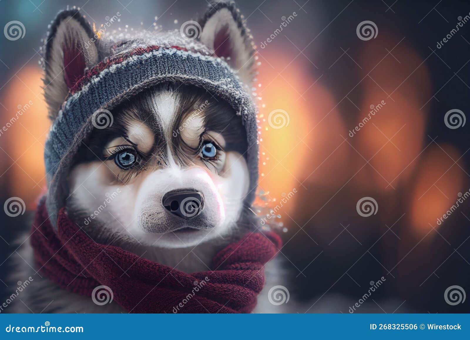 AI Generated Hyper-realistic Illustration of a Cute Husky in a Warm Hat ...