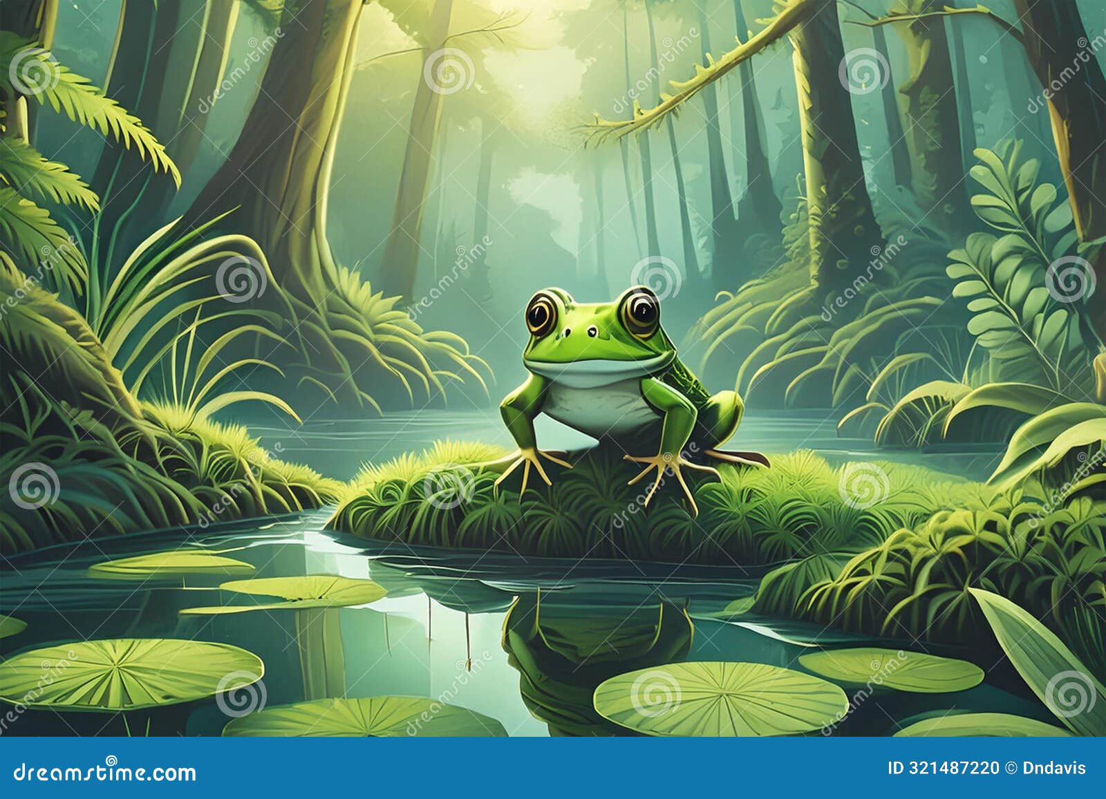 AI Generated Illiustration of Some Cute Frogs Stock Illustration ...