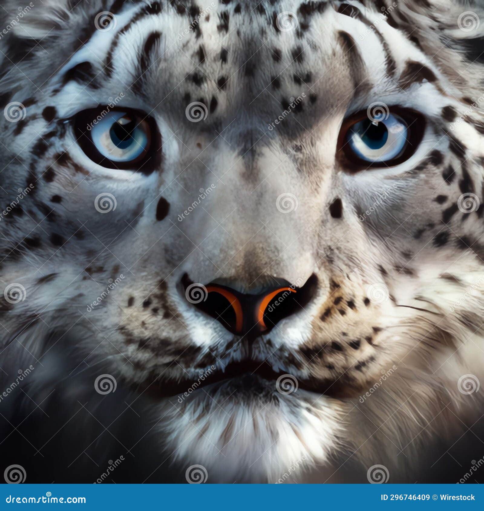 AI Generated Illustrated Portrait of a Snow Leopard Stock Illustration ...