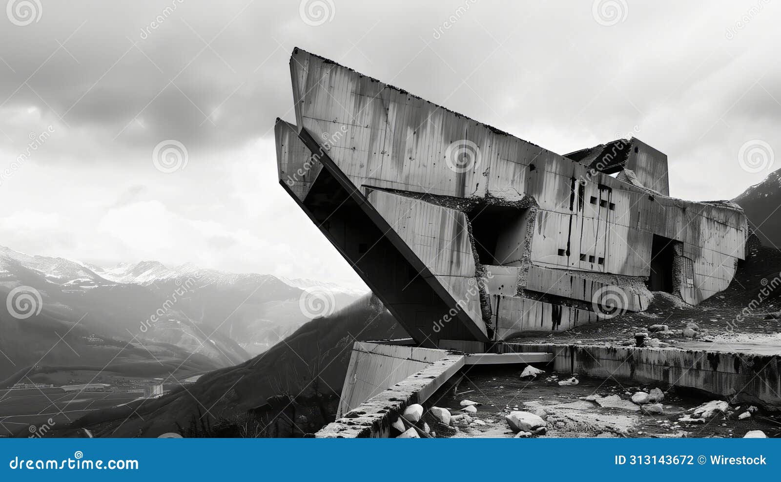 AI Generated Illustration of an Abandoned Apocalyptic Brutalist ...