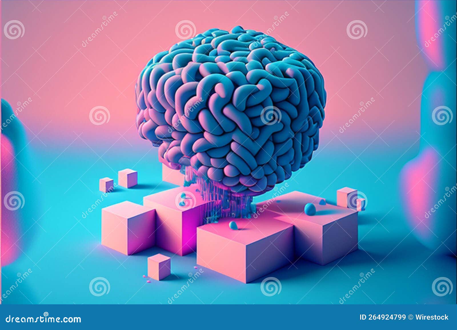 AI Generated Illustration of an Abstract Brain on a Gradient Background ...