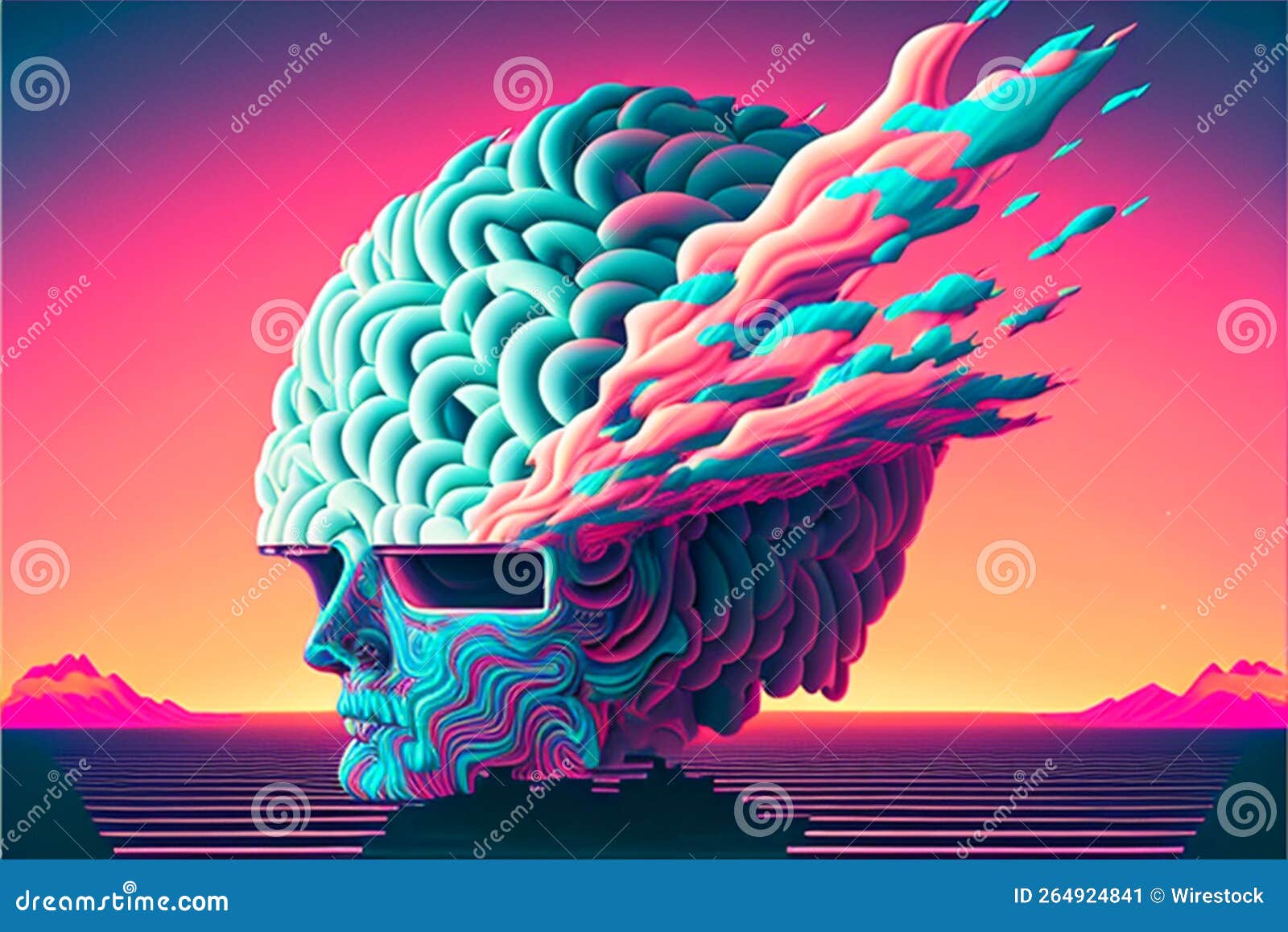 AI Generated Illustration of an Abstract Brain on a Gradient Background ...