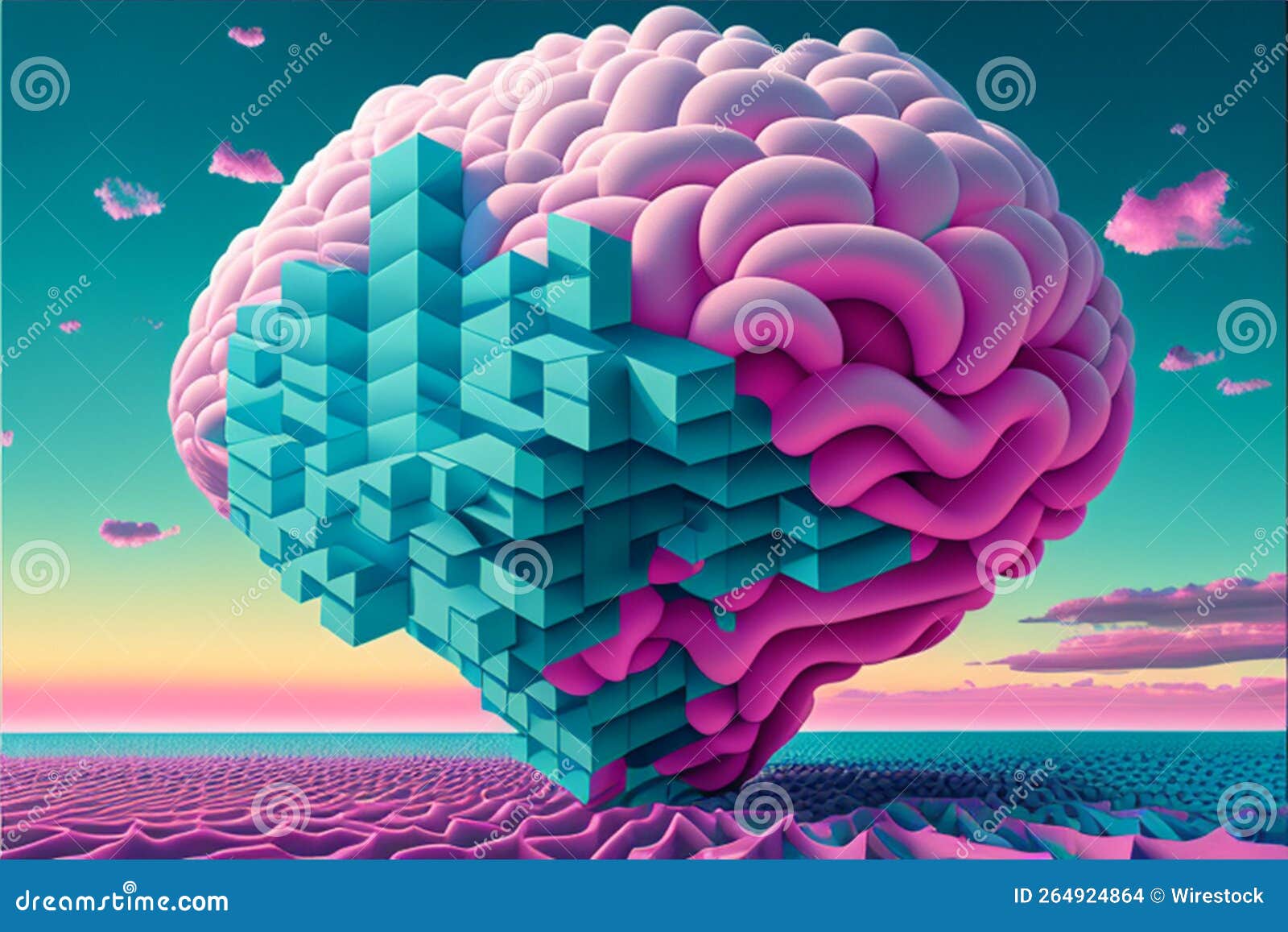 AI Generated Illustration of an Abstract Brain on a Gradient Background ...